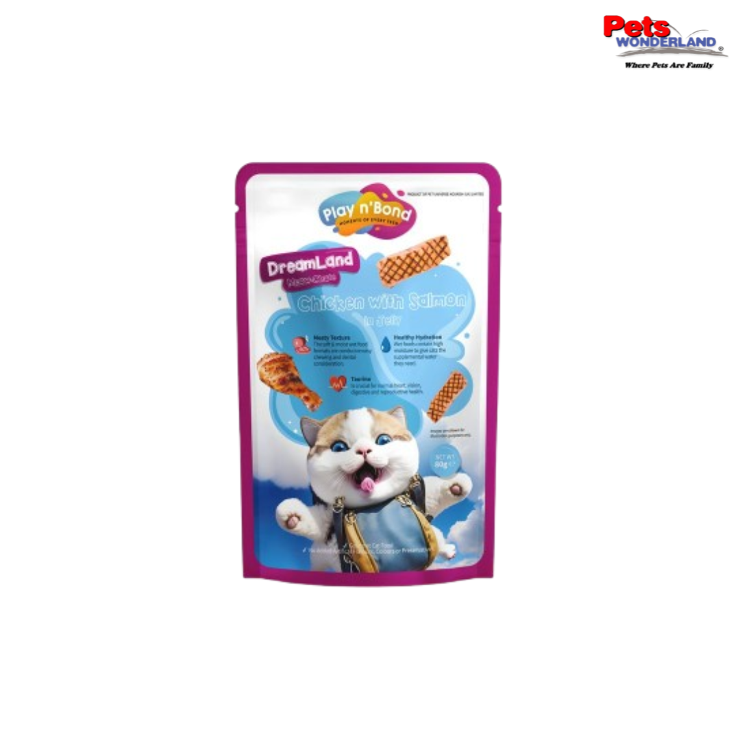 Play N' Bond Meow Chute Chic w/Salmon Pouch 80g – Petswonderland